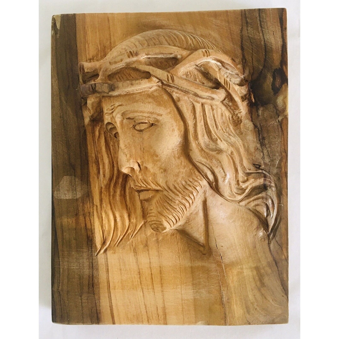 Hand Carved Wood Jesus Christ 4.5" X 6" Wall Plaque Olive Wood - Etsy