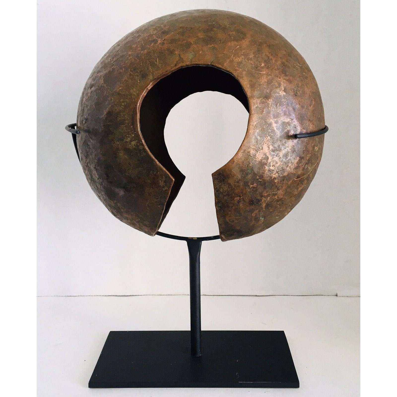 African Mbole Tribe Copper Currancy Anklet Sculpture on Display Stand ...