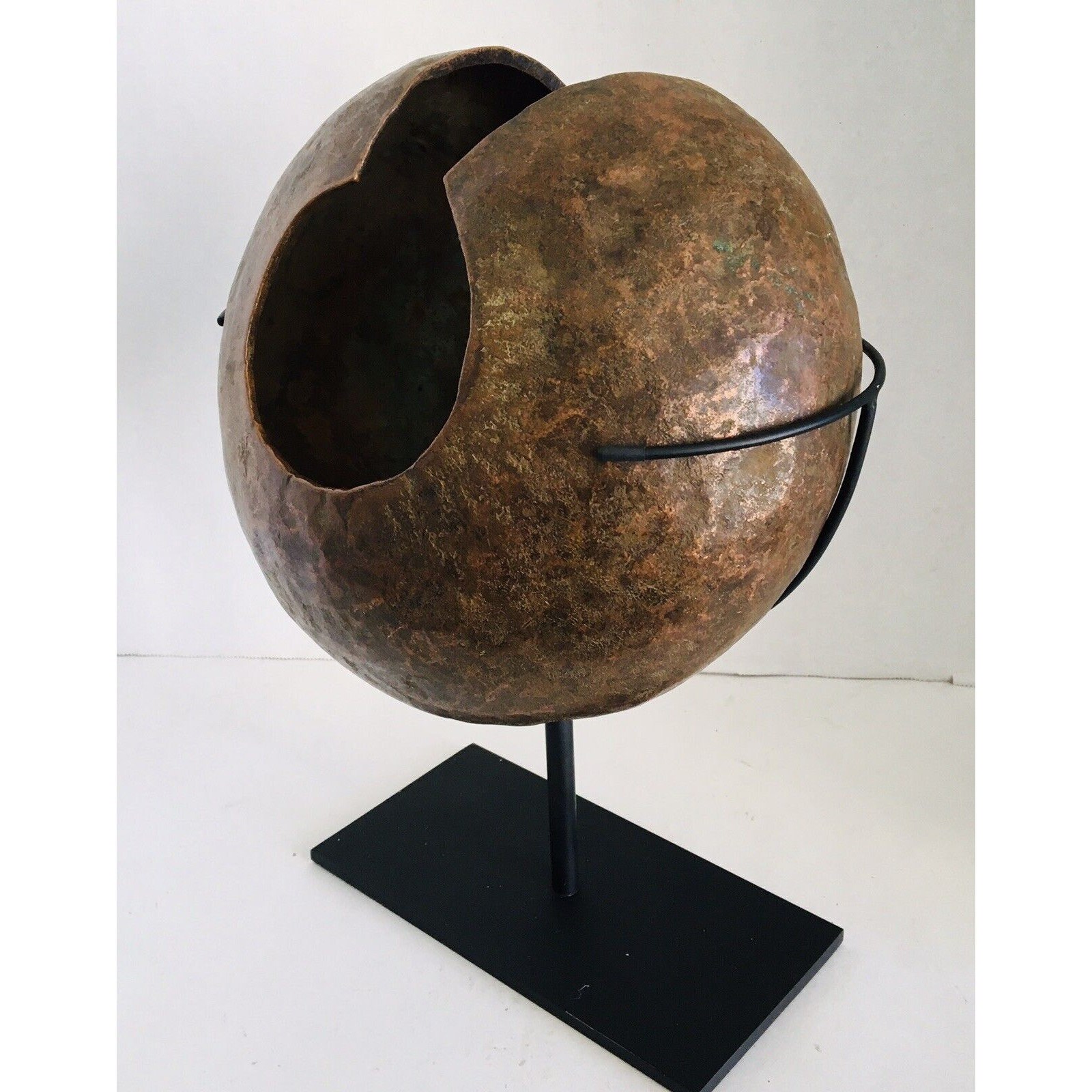 African Mbole Tribe Copper Currancy Anklet Sculpture on Display Stand ...