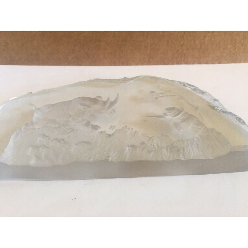 Art Glass Rhinoceros Hunting Safari Scene Cut and Etched Unique - Etsy