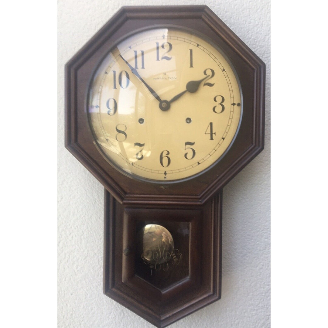 Hamilton Lancaster County Chime Pendulum Solid Wood Wall Clock W/key 21 ...
