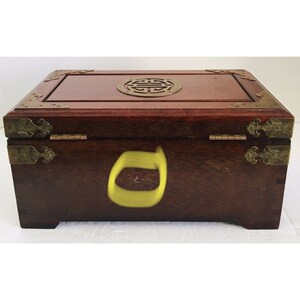 Vintage Chinese Rosewood Hongmu Jewelry Dresser Box With Oranate Brass ...