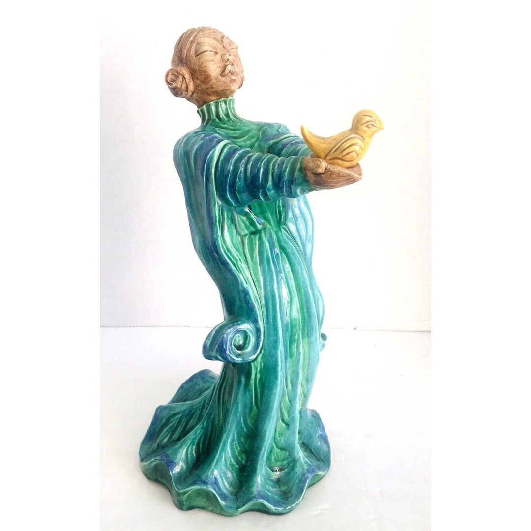 Vintage Kay Kinney "kay the Potter" 13.5" Unique Bird Offering Ceramic ...