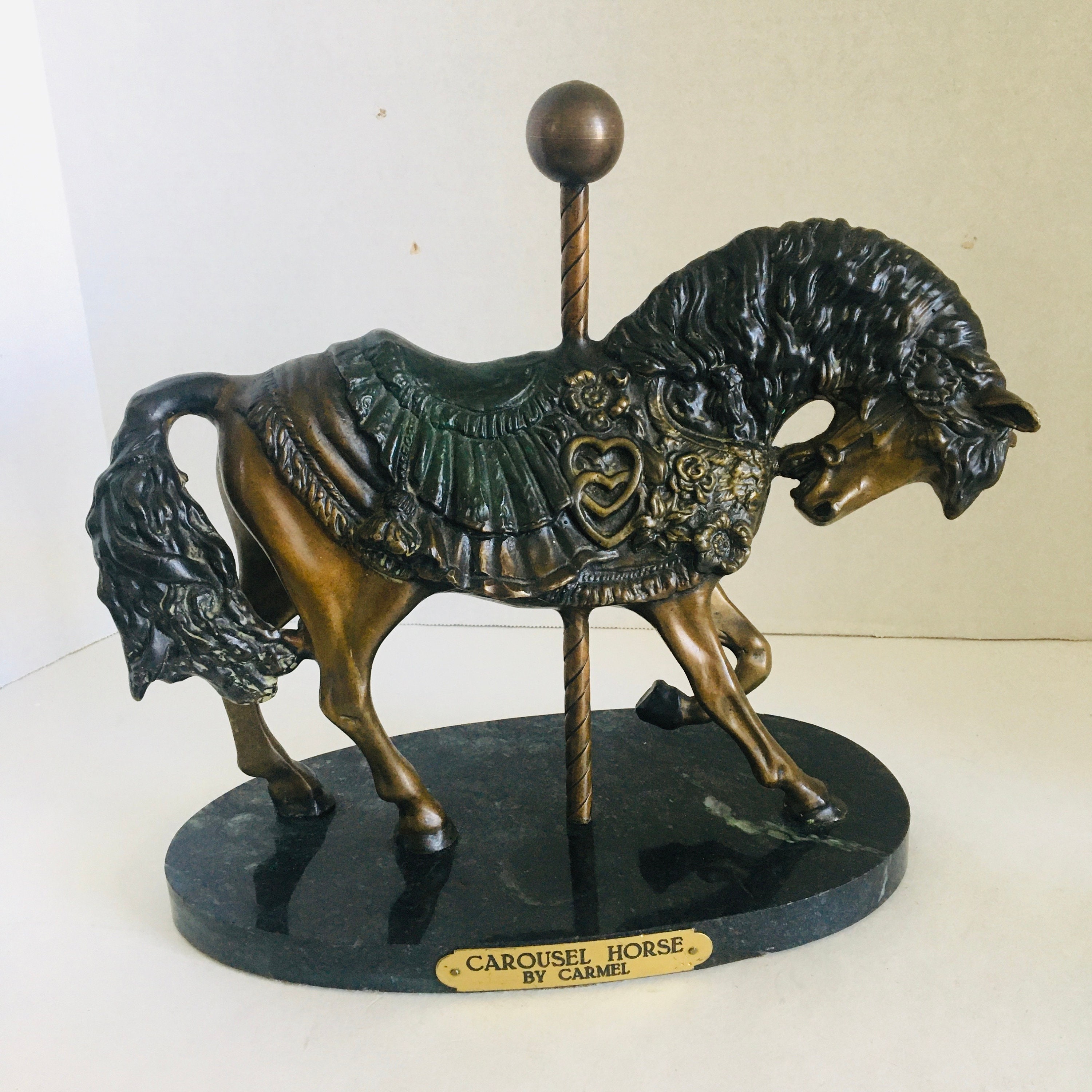 Bronze Carousel Horse Sculpture by Carmel on Marble Base - Etsy