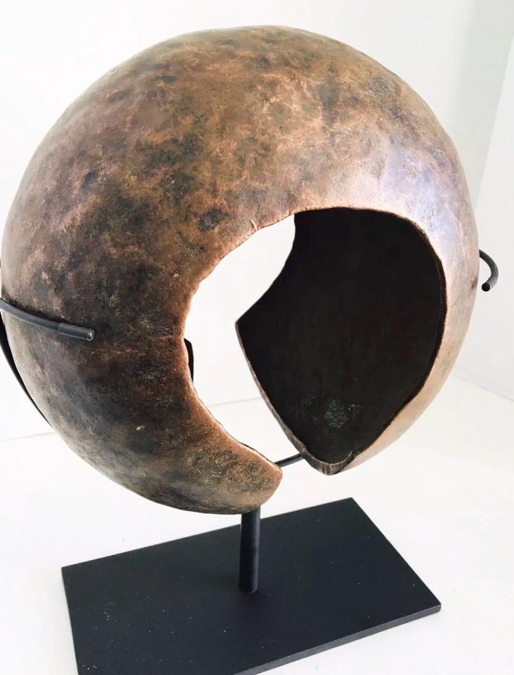 African Mbole Tribe Copper Currency Anklet Sculpture on Display Stand ...