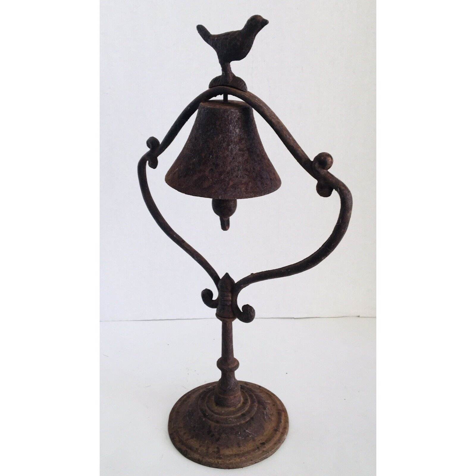 Vintage Cast Iron Table Top Dinner Bell Bird Full Rust 17.25" Clear ...