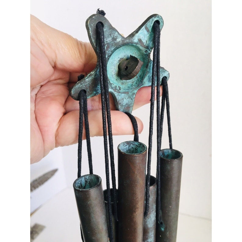 Vintage Walter Lamb Style Bronze Five Tube Varied Length Wind Chime 7 ...