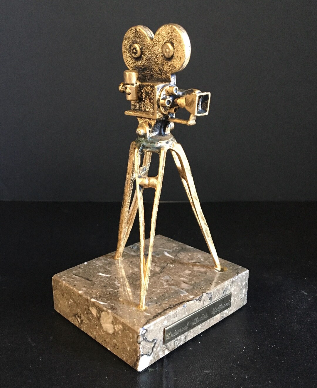 Vintage Universal Studios Motion Picture Camera Paperweight on Marble ...