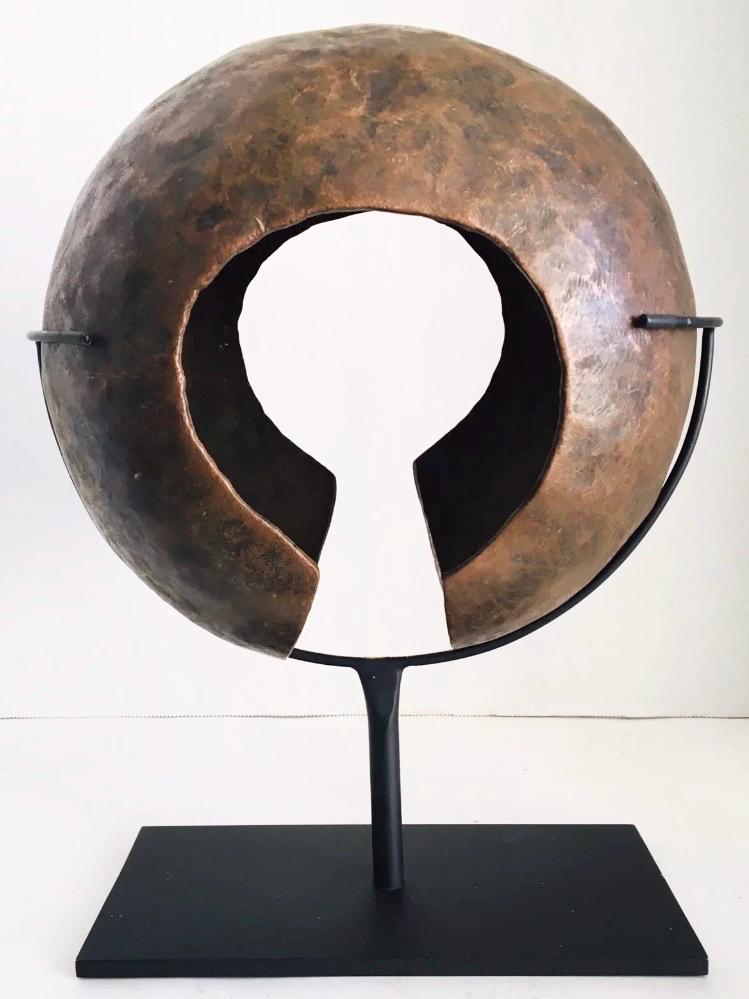African Mbole Tribe Copper Currency Anklet Sculpture on Display Stand ...