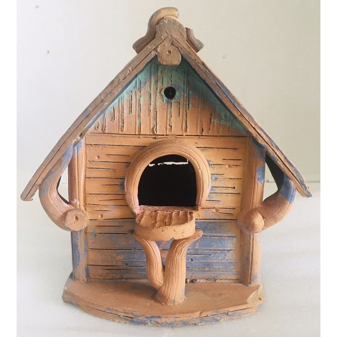 Vintage Terra Cotta Bird House Hand Made Garden Decor - Etsy