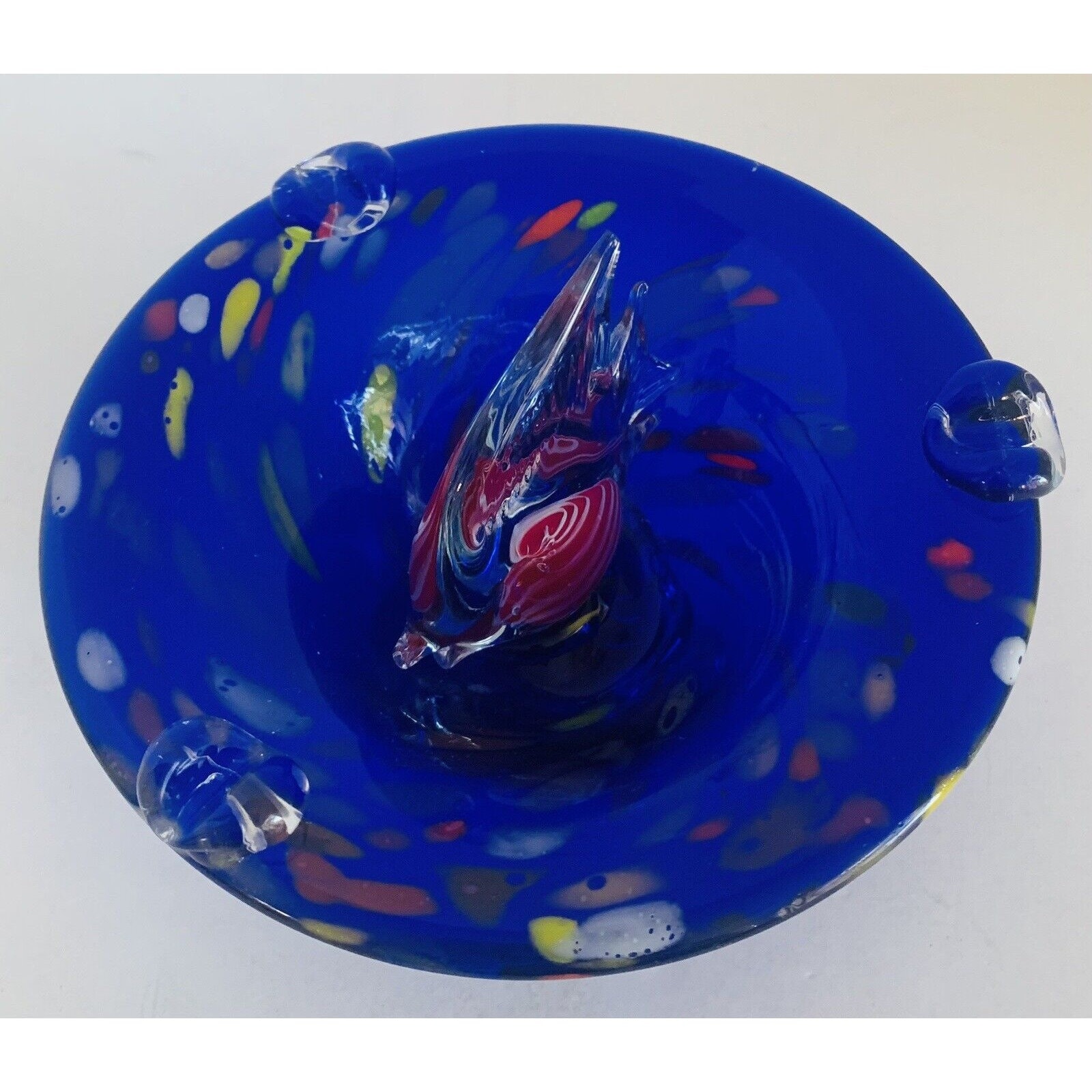 Murano Style Handblown Glass Fish Ashtray 6" Diameter - Etsy