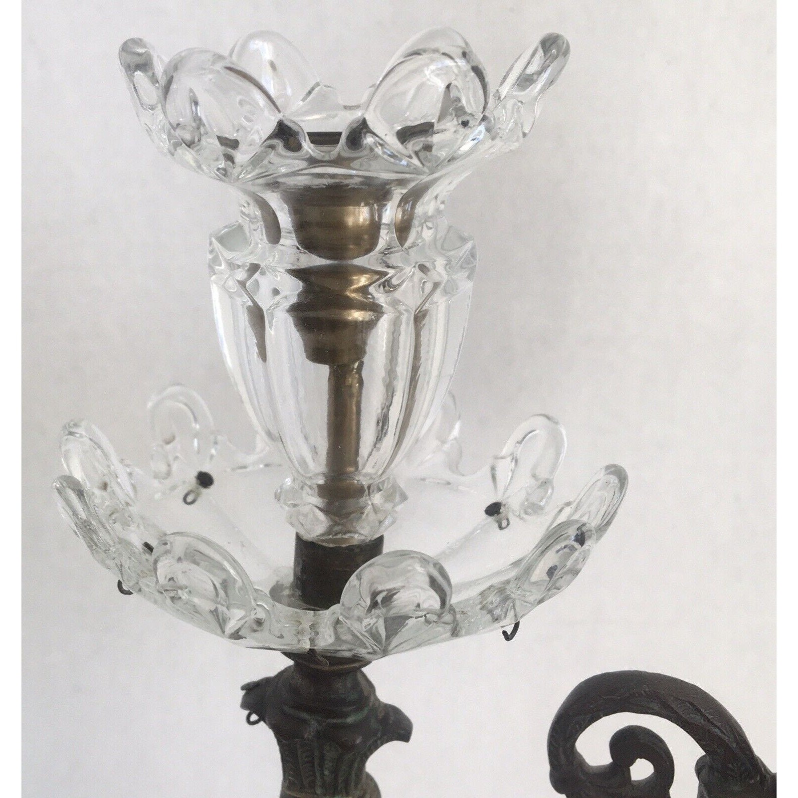 Repurposed Lamp Pieces Create a 3 Arm Candelabra Brass Glass Crystal - Etsy
