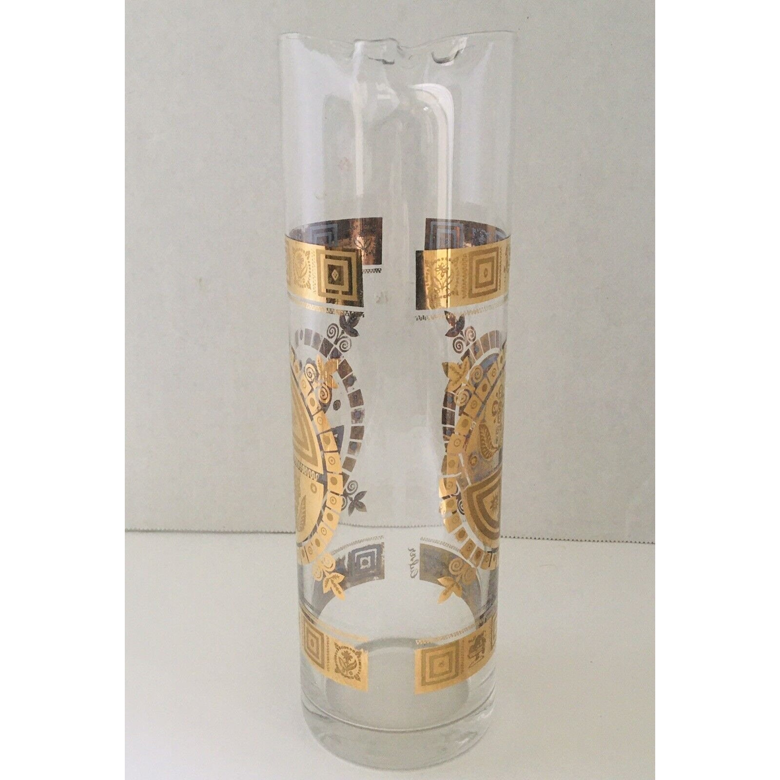 MCM Culver 22k Coronet Barware Set Cocktail Pitcher & 6 Roly Poly ...
