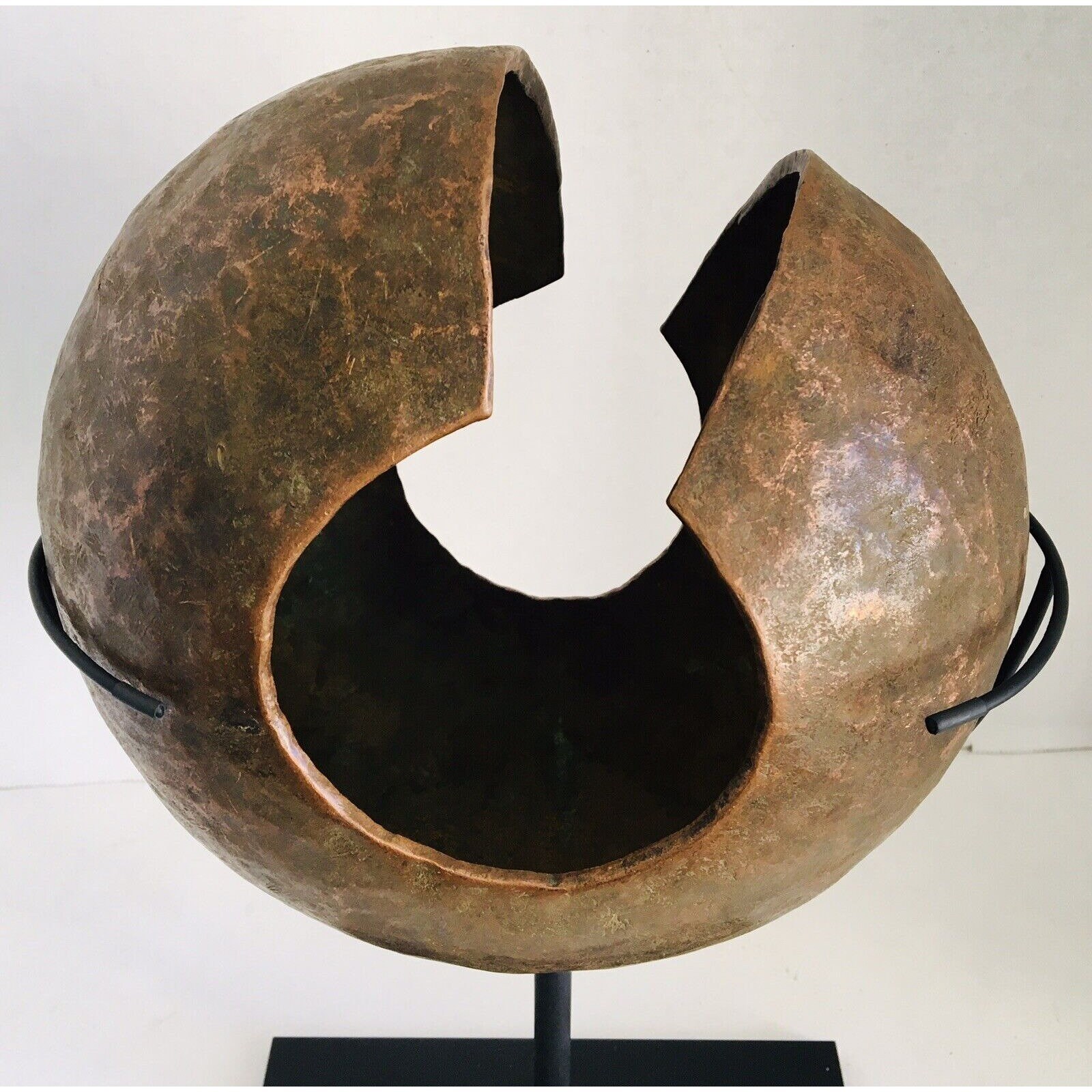 African Mbole Tribe Copper Currancy Anklet Sculpture on Display Stand ...