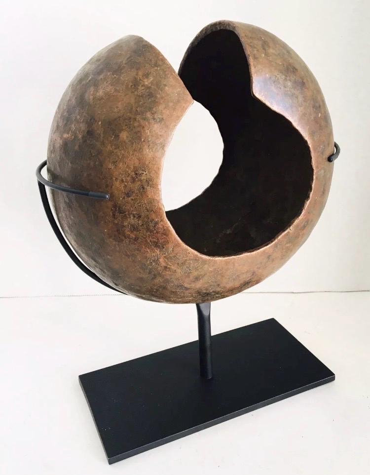 African Mbole Tribe Copper Currency Anklet Sculpture on Display Stand ...