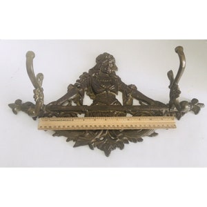 20th Century French Style Maiden Brass Wall Coat Hat Hooks Beautiful ...