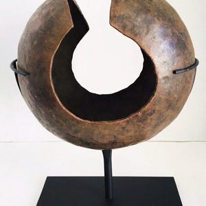 African Mbole Tribe Copper Currency Anklet Sculpture on Display Stand ...