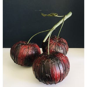 Metal Cherries on Stem Metal Sculpture Large - Etsy