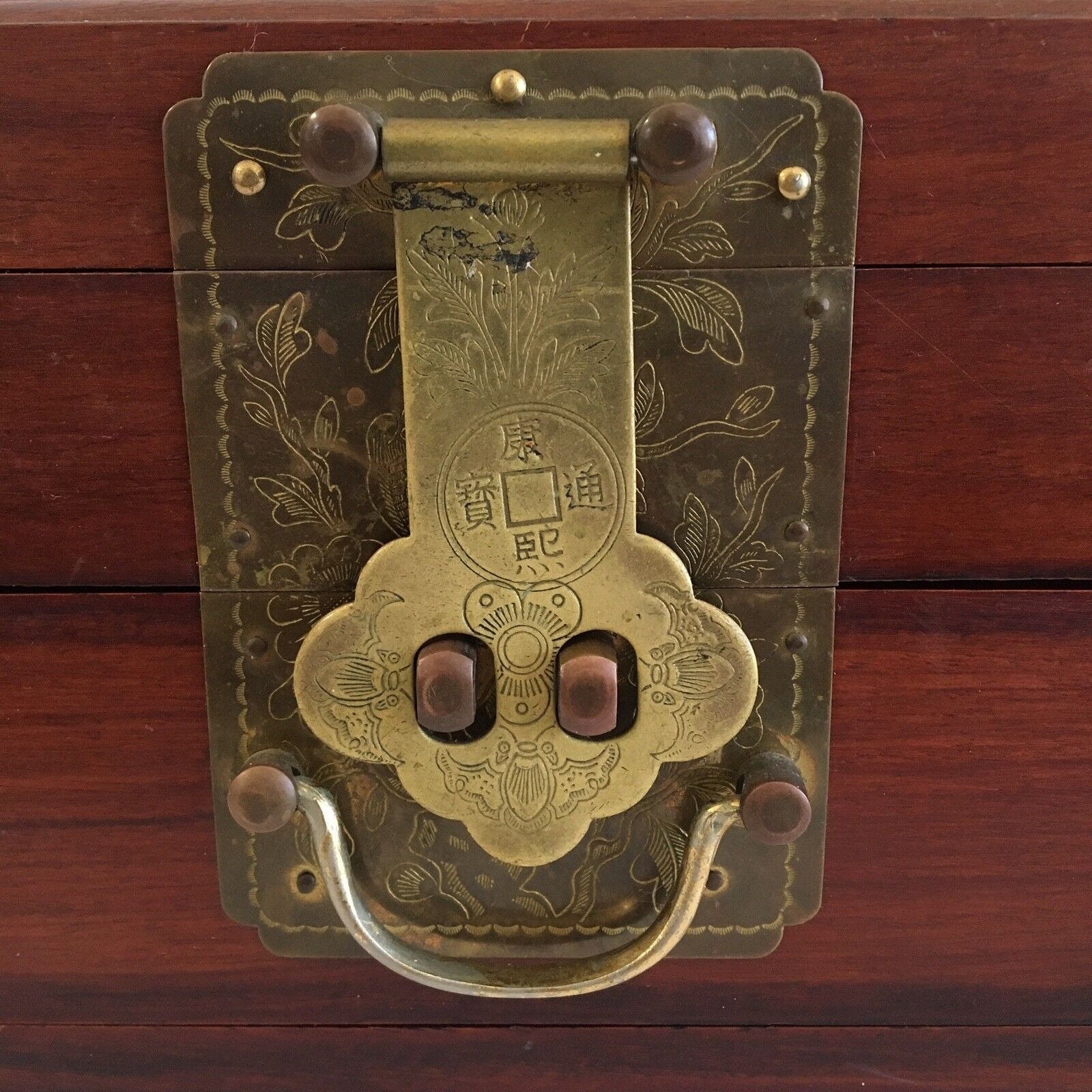 Vintage Chinese Rosewood Hongmu Jewelry Dresser Box With Oranate Brass ...