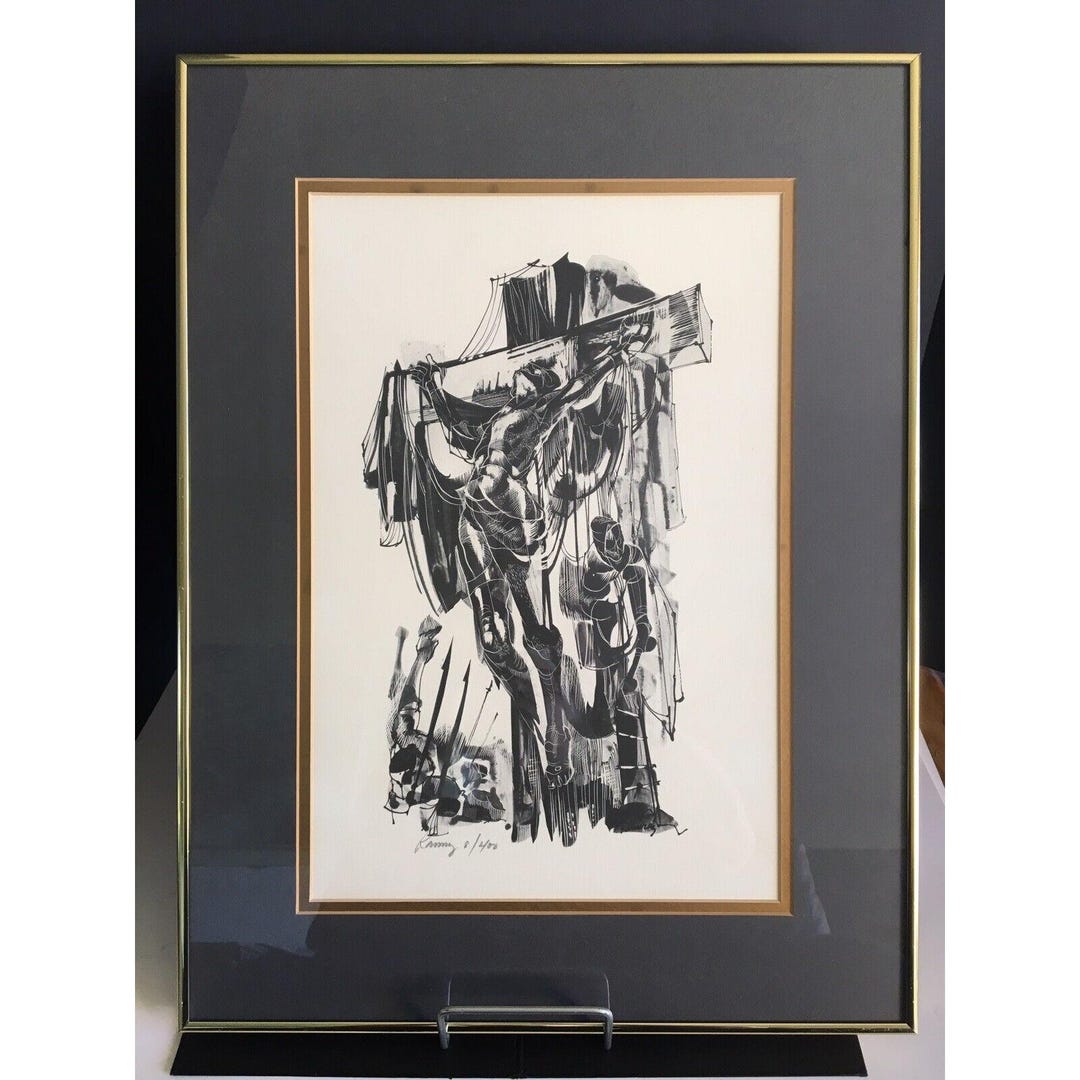 Limited Edition 8/400 Signed Jesus Crucifixion Christianity Metal Frame ...