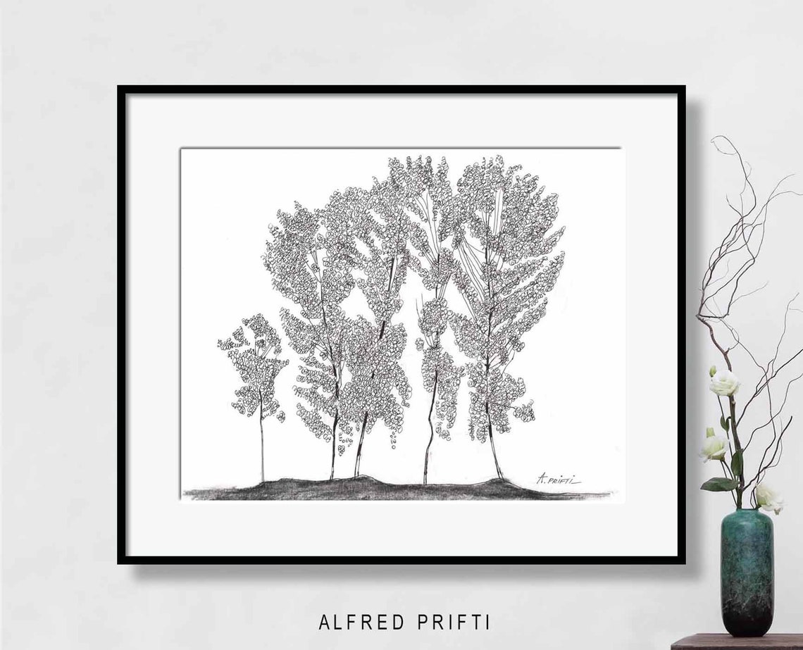 Print of LANDSCAPE DRAWING Tree Ink Drawing Ink Prints Fine - Etsy