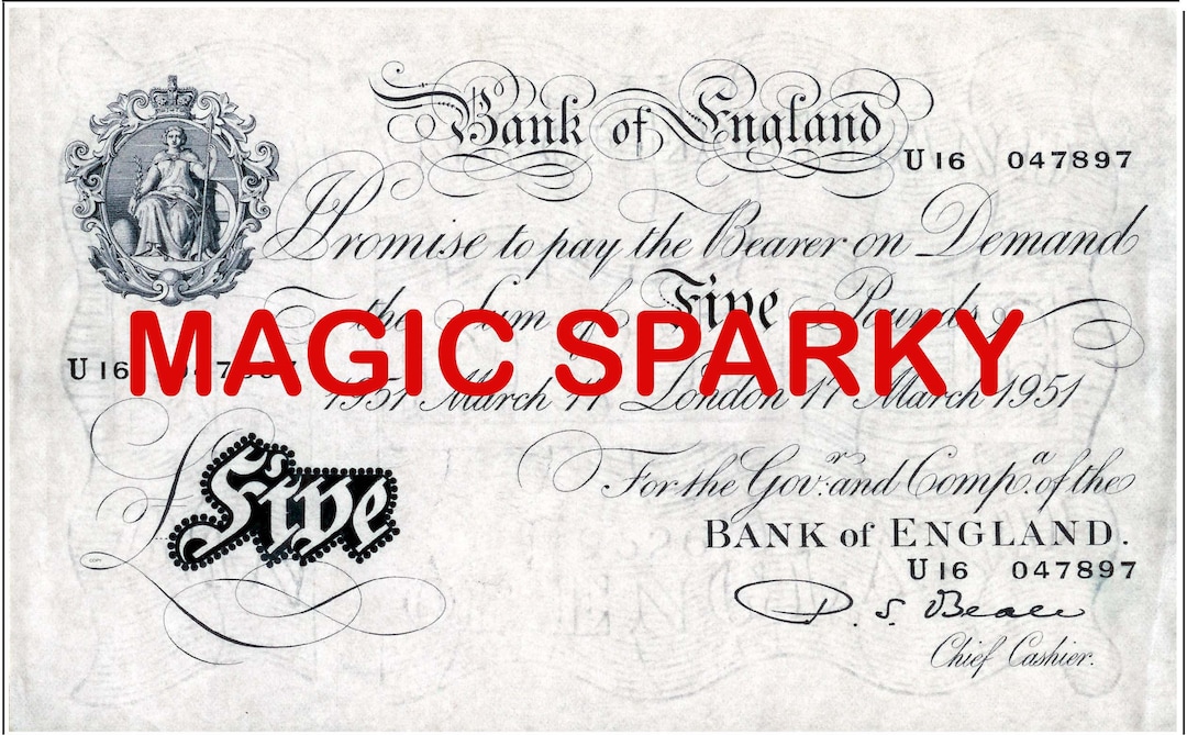 White Fiver Five Pound Note Pre Printed 1951 UK Money Banknote - Etsy