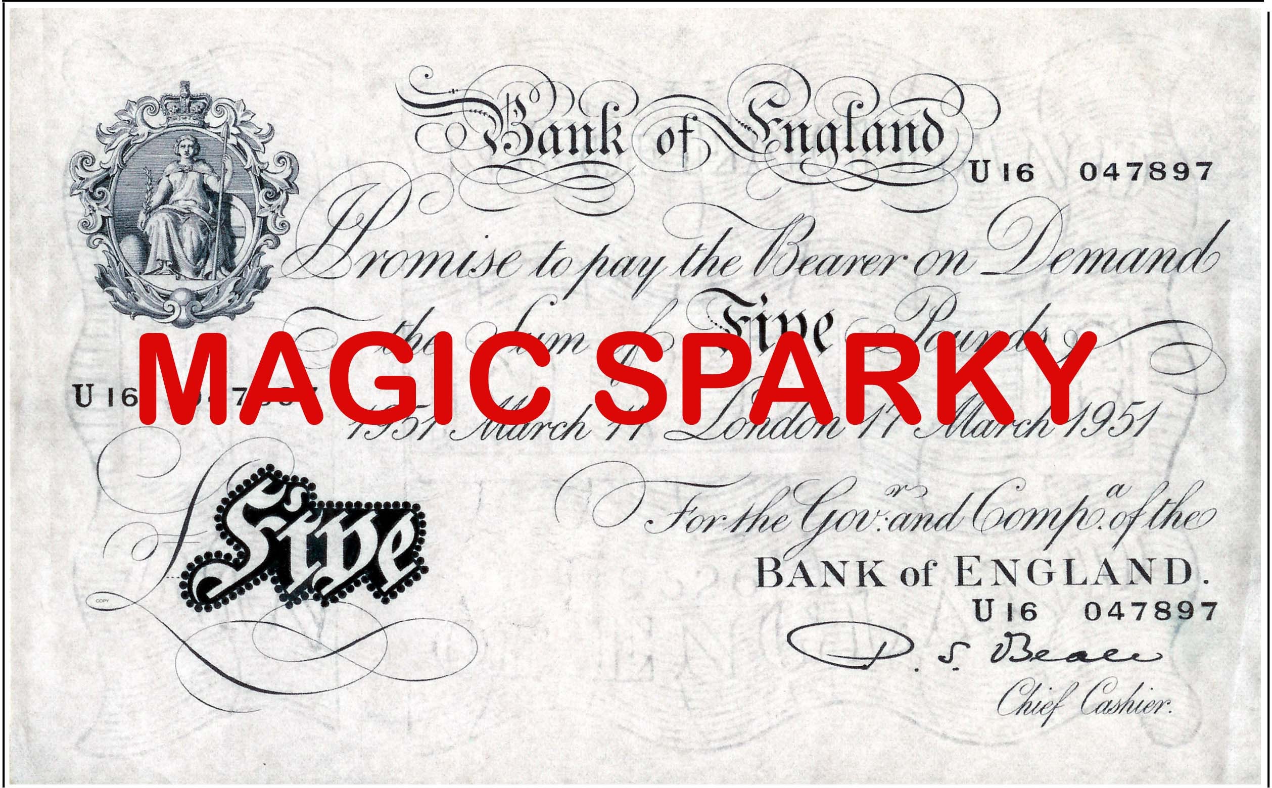 White Fiver Five Pound Note Pre Printed 1951 UK Money Banknote - Etsy