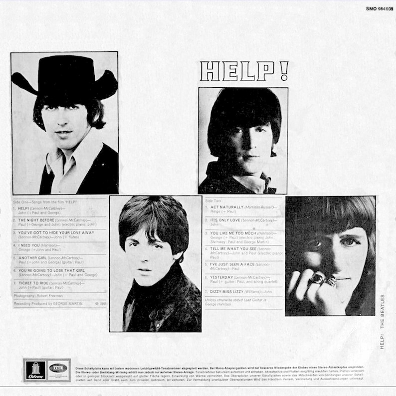 Beatles Ultra Rare HELP Swiss Version Repro Cover LP Vinyl Album Lennon ...