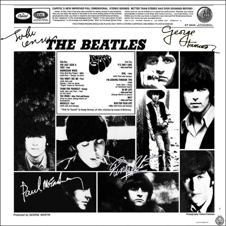 Beatles Rare Signed Rubber Soul Capitol Version Artwork Cover LP Vinyl ...