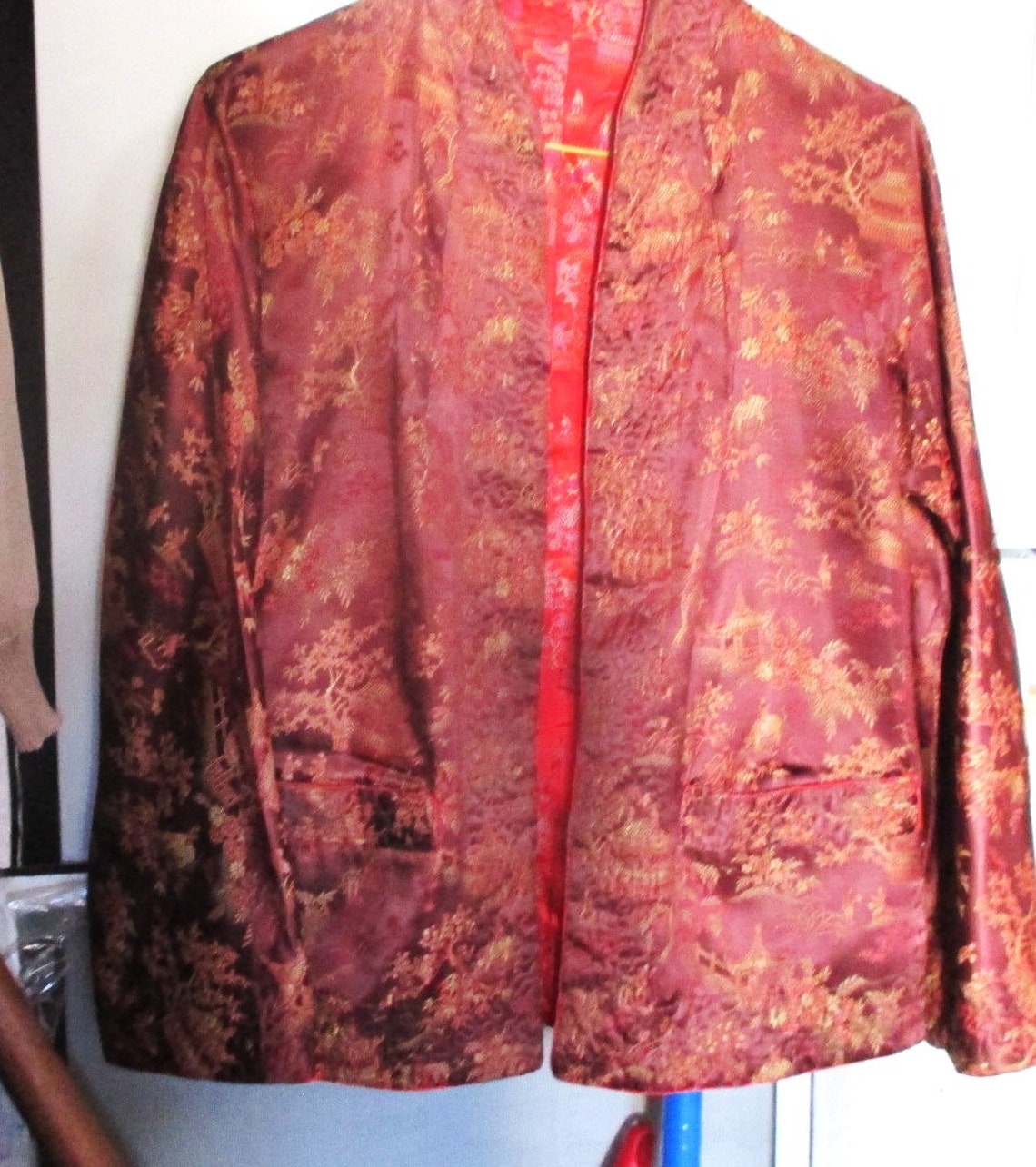 Vintage Chinese Jacket, 1960's Silk Jacket, Reversible Jackets, Red ...