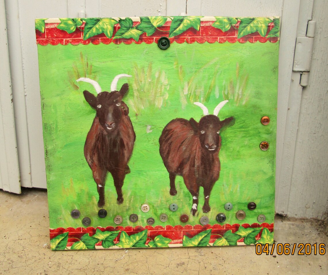 VINTAGE BUTTON ART. Goat Art, French Goats, French Country, Antique ...