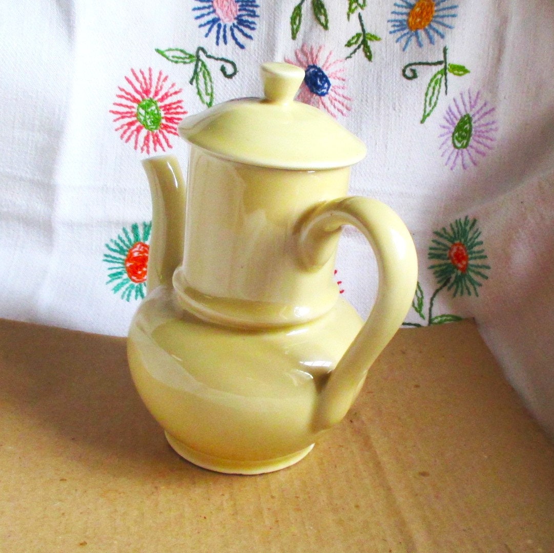 Vintage French Tea Pots, Yellow Tea Pots, Tea Serving Items, 1950's ...