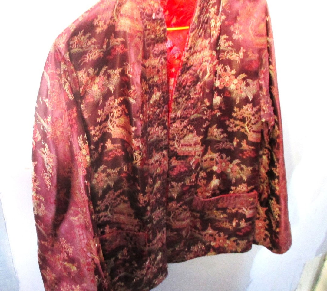 Vintage Chinese Jacket, 1960's Silk Jacket, Reversible Jackets, Red ...