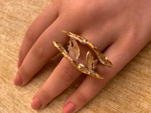 Handcrafted Orchid Crown Ring, Two Tone Silver Ring, Gold Plated Silver ...