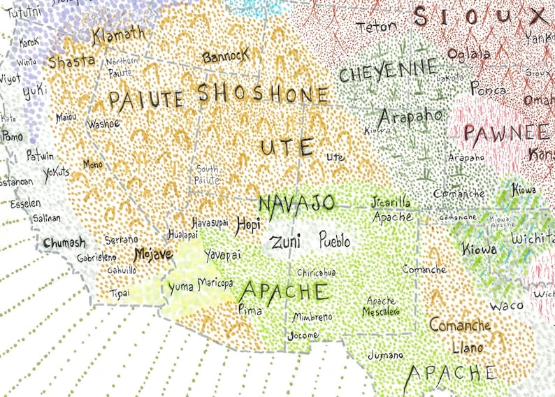 Native American Tribes Map - Etsy