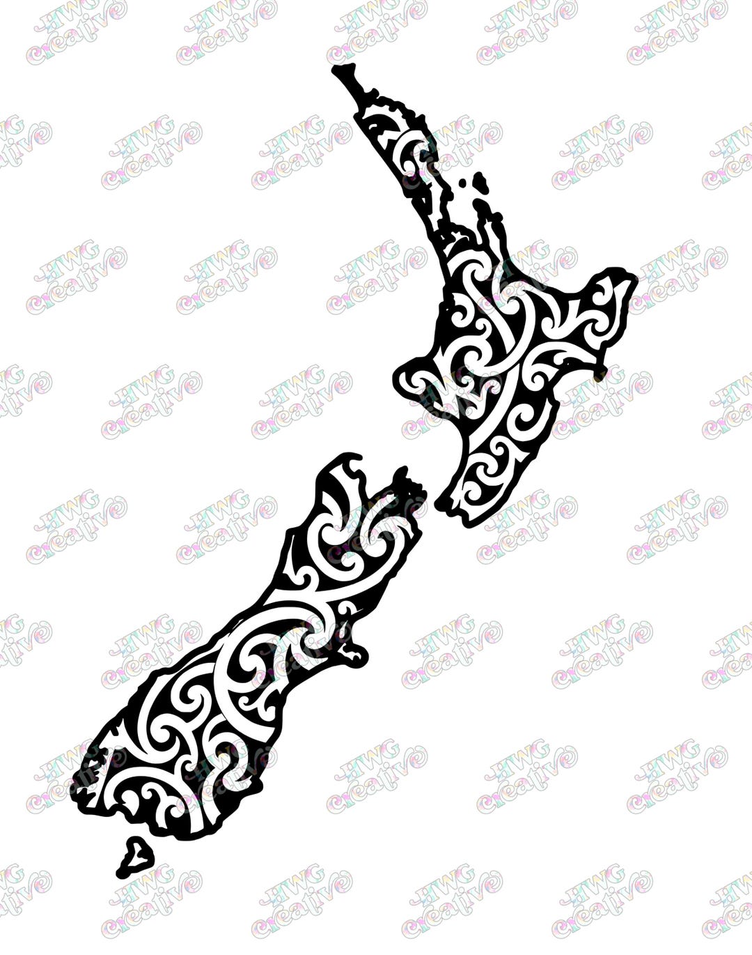 Aotearoa New Zealand Maori Patterned Map Design (digital Download) - Etsy