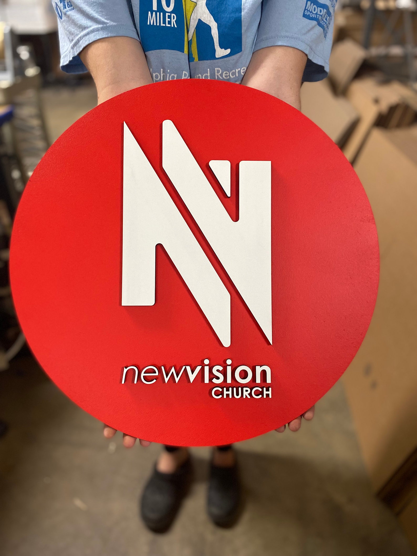 Round Wood Mounted Logo Sign Custom Laser Cut Logo Sign With - Etsy