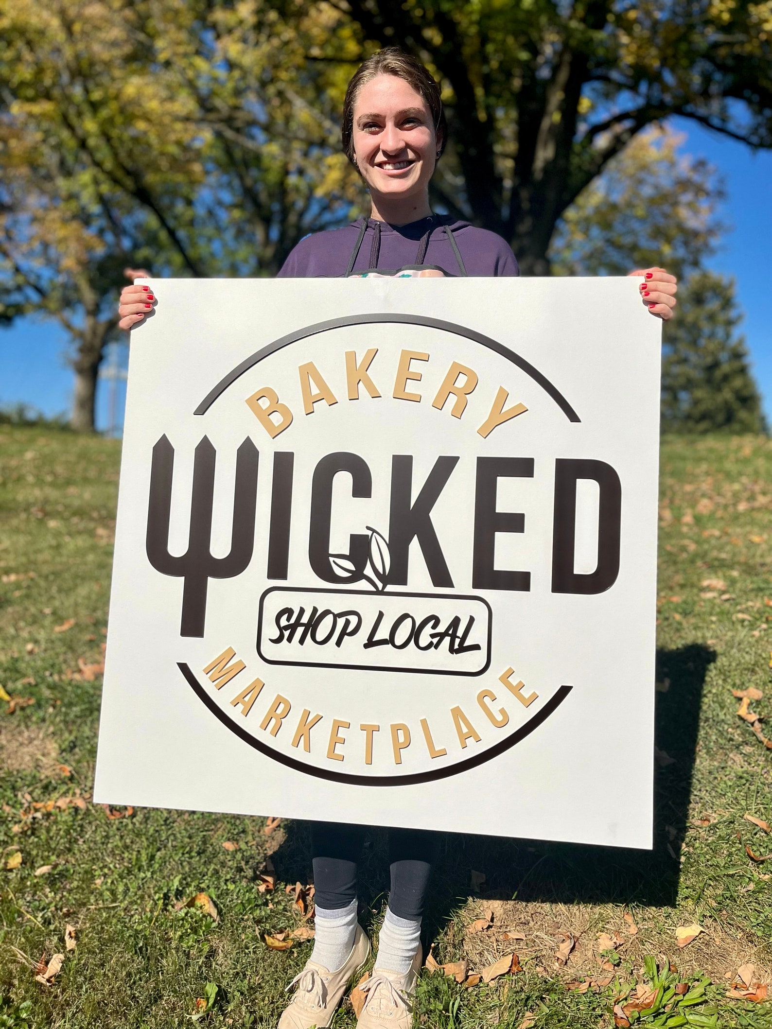 Double Sided Outdoor Business Sign: Custom 3D Laser Cut Wood Logo - Etsy