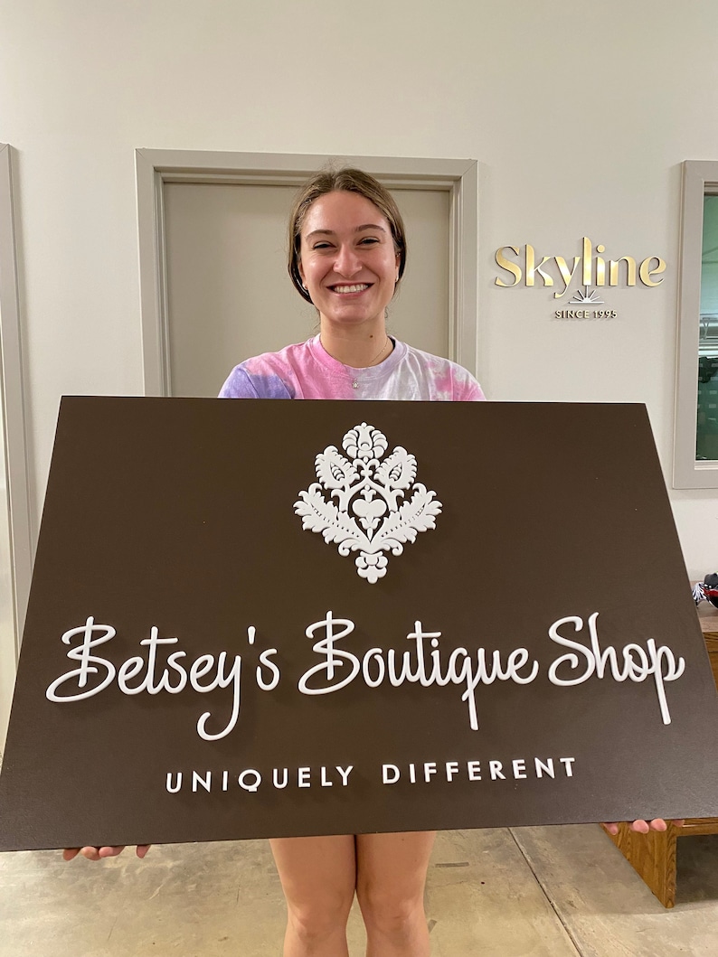 Double Sided Outdoor Business Sign: Custom 3D Laser Cut Wood Logo - Etsy