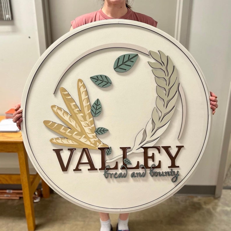 Round Wood Mounted Logo Sign Custom Laser Cut Logo Sign With - Etsy