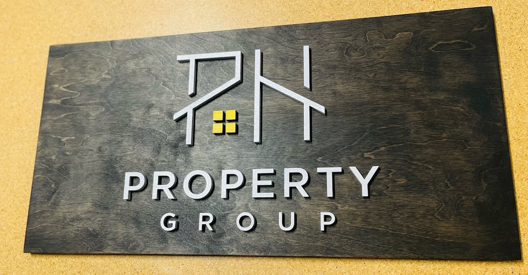 Custom 3D Wood Logo Sign - Real Estate Company Sign - Etsy