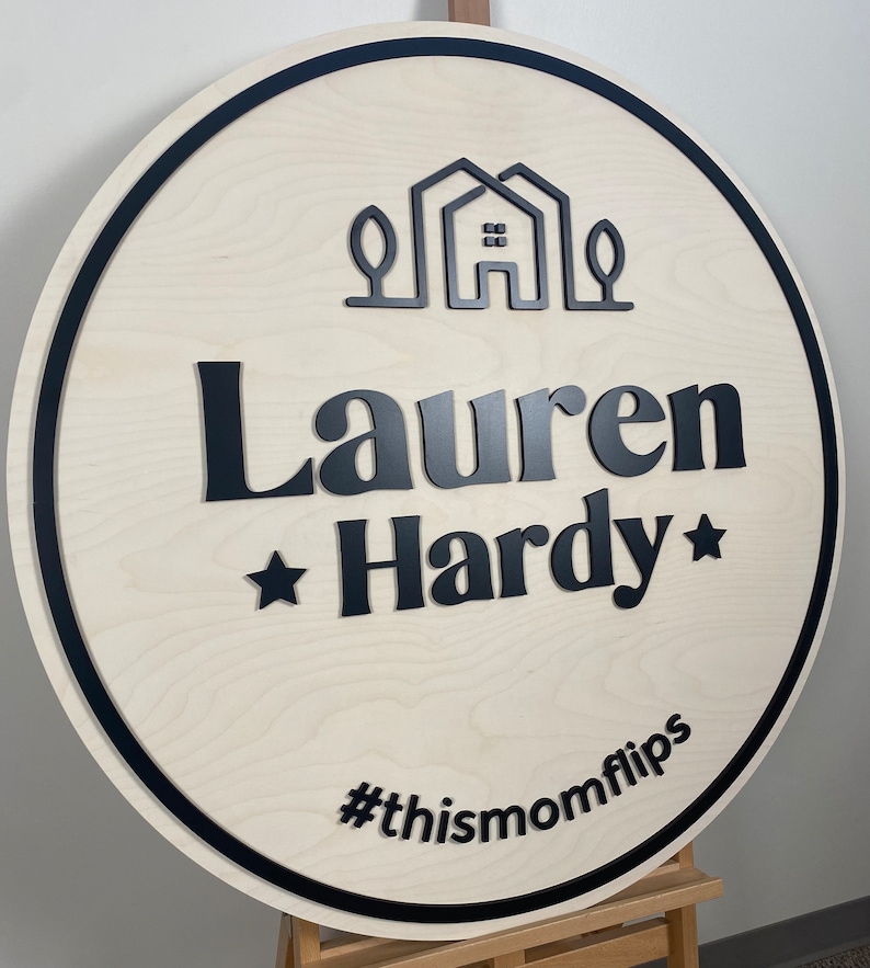 Round Wood Mounted Logo Sign Custom Laser Cut Logo Sign With - Etsy