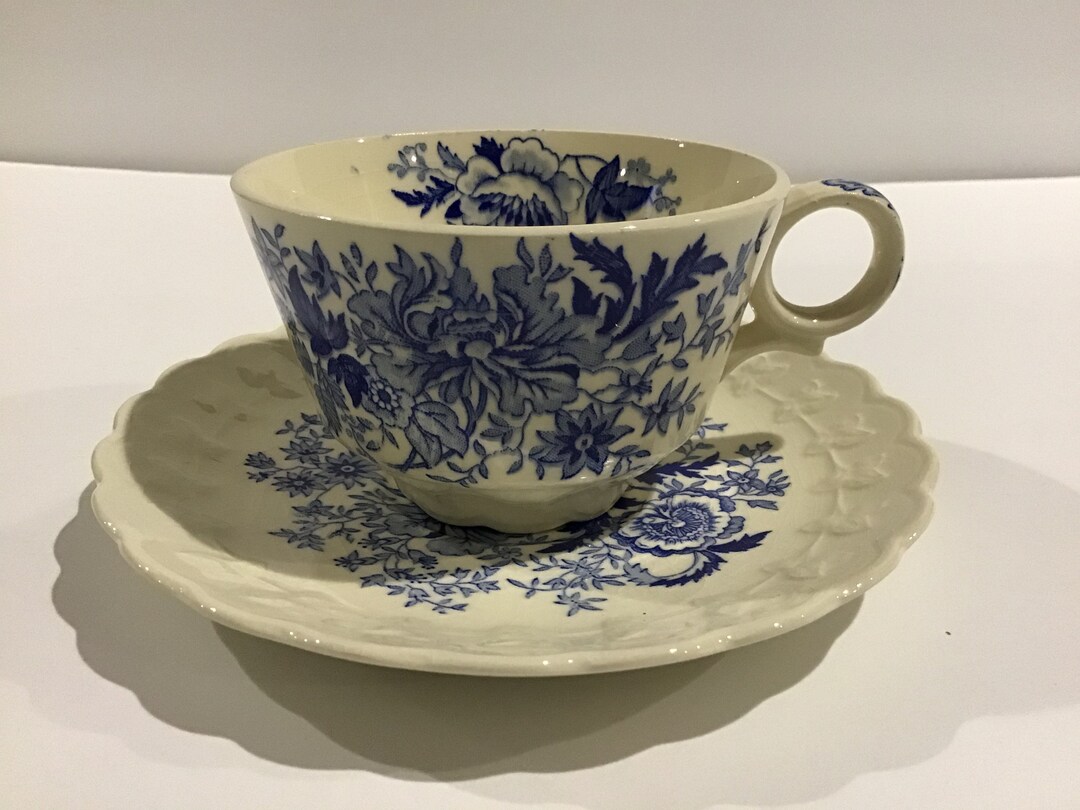 Taylor Smith Taylor Blue Floral Transferware Cup and Saucer - Etsy