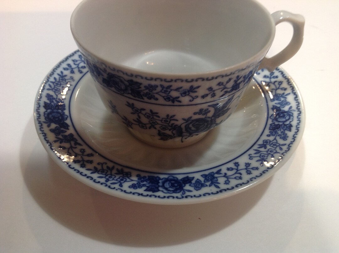 Inarco Japan Blue Rose Pattern Tea Cup and Saucer - Etsy