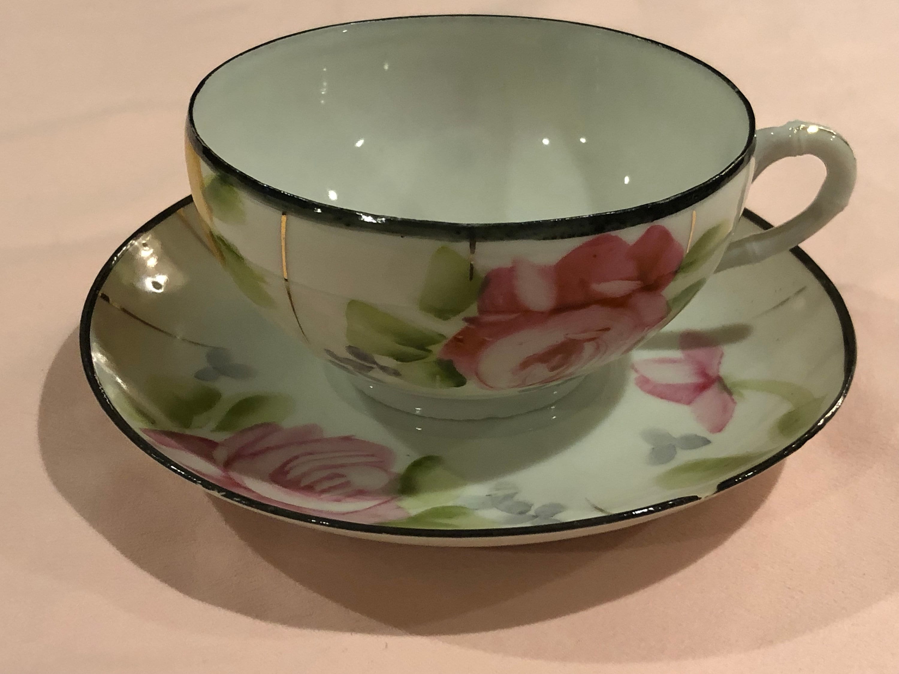 TE-OH Nippon Porcelain Tea Cup and Saucer Japan Hand - Etsy