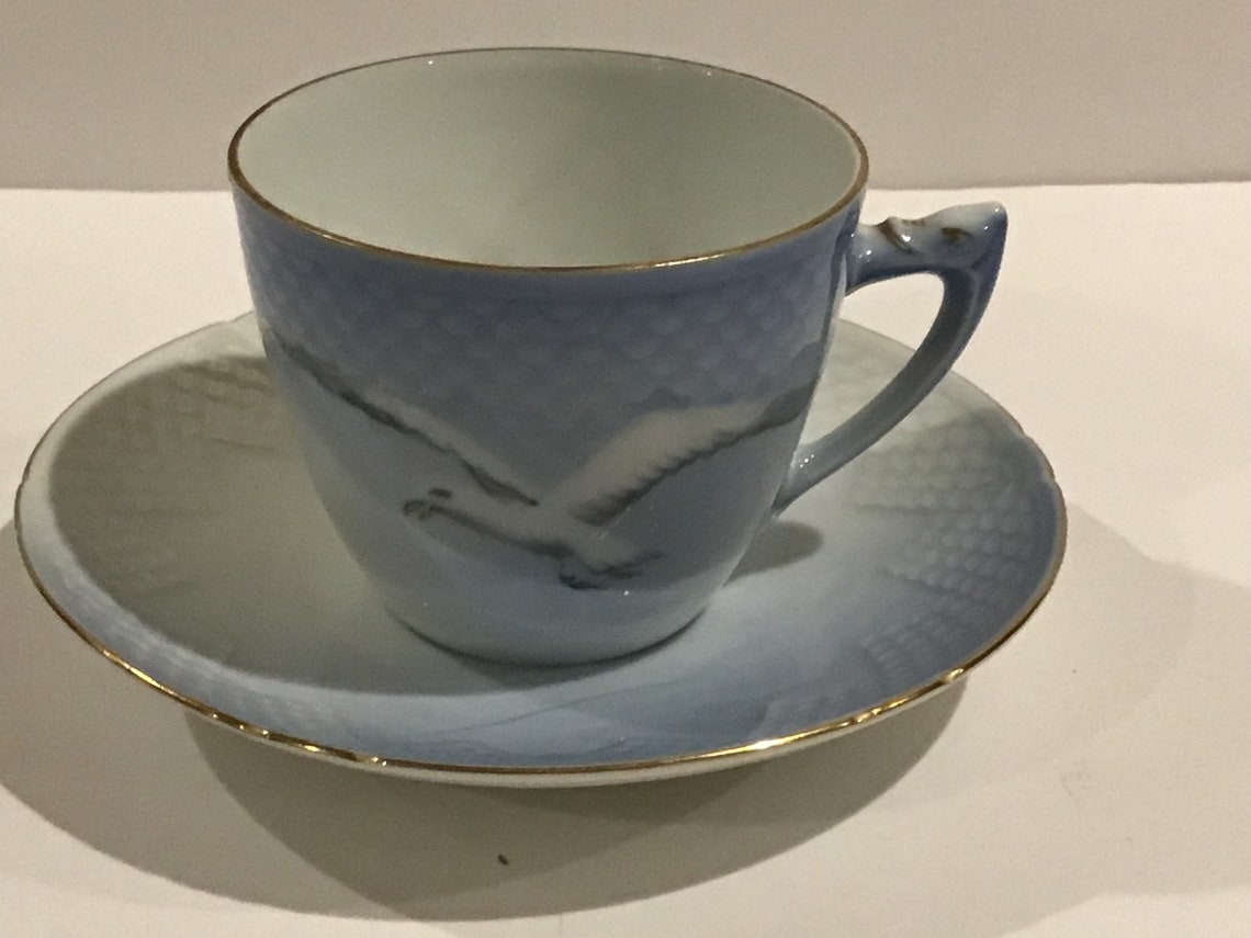 Copenhagen Tea Cup and Saucer Made in Denmark Seagull on - Etsy