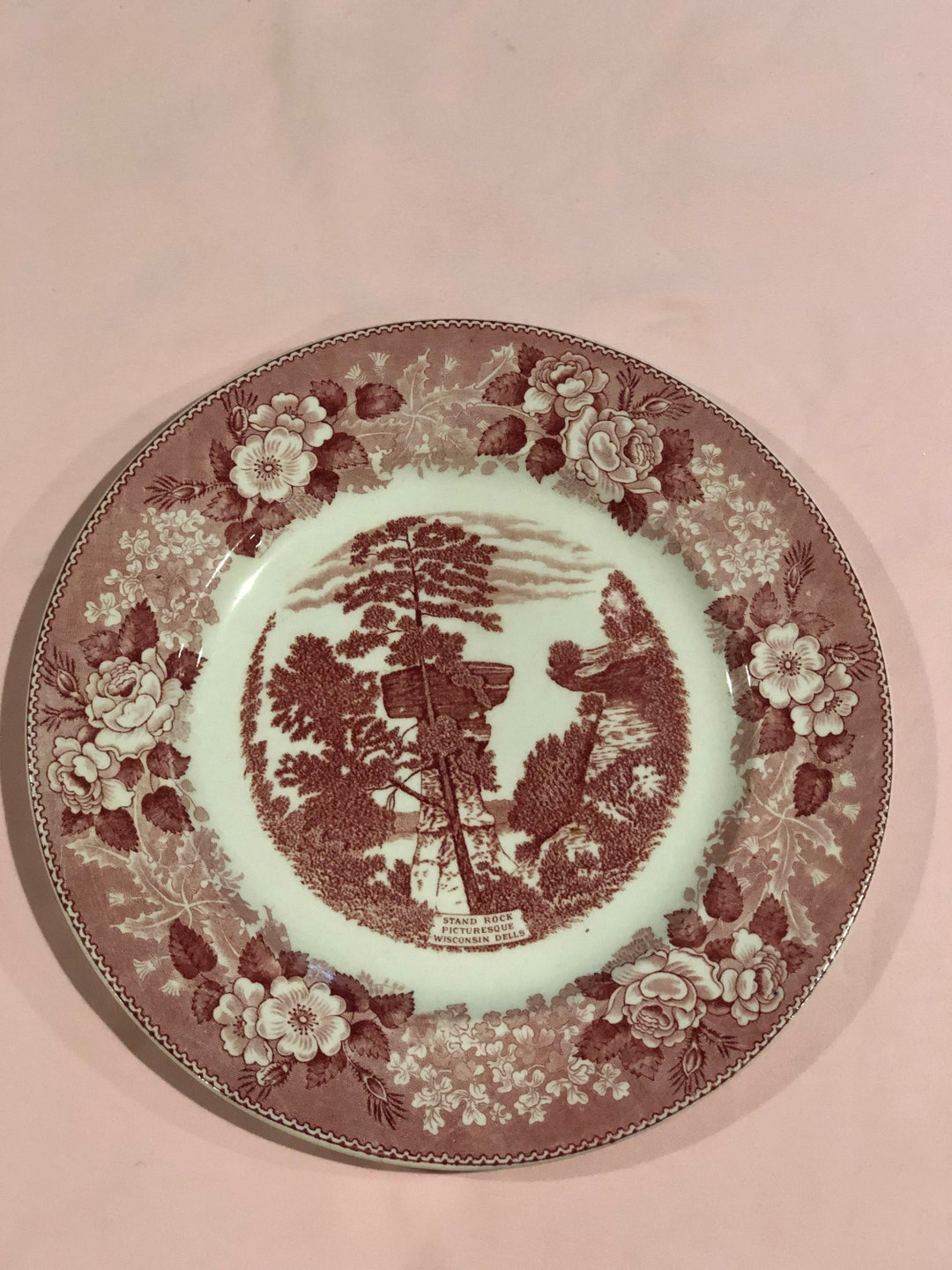 Adams Pottery 9-3/4 RED Transferware Plate Staffordshire - Etsy
