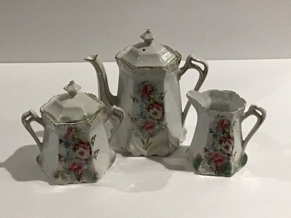 Tea Set 18 OZ Cap Teapot Creamer Covered Sugar Bowl | Etsy