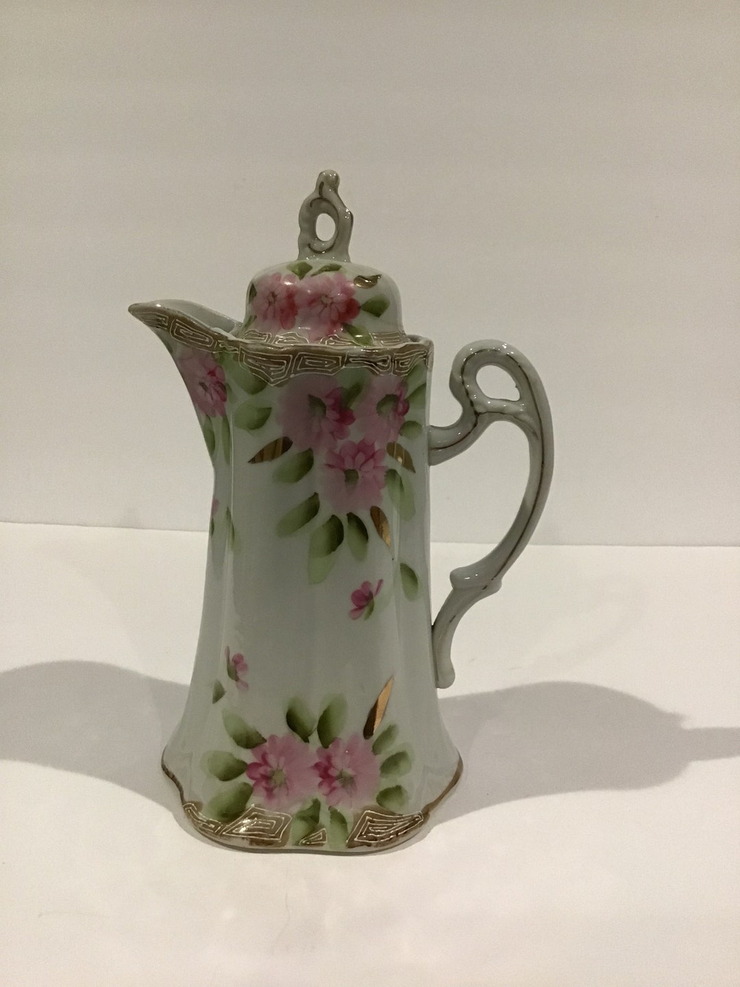 Cocoa Pot, 1 Quart Capacity, Hand Painted, Made in Japan, Crack in ...