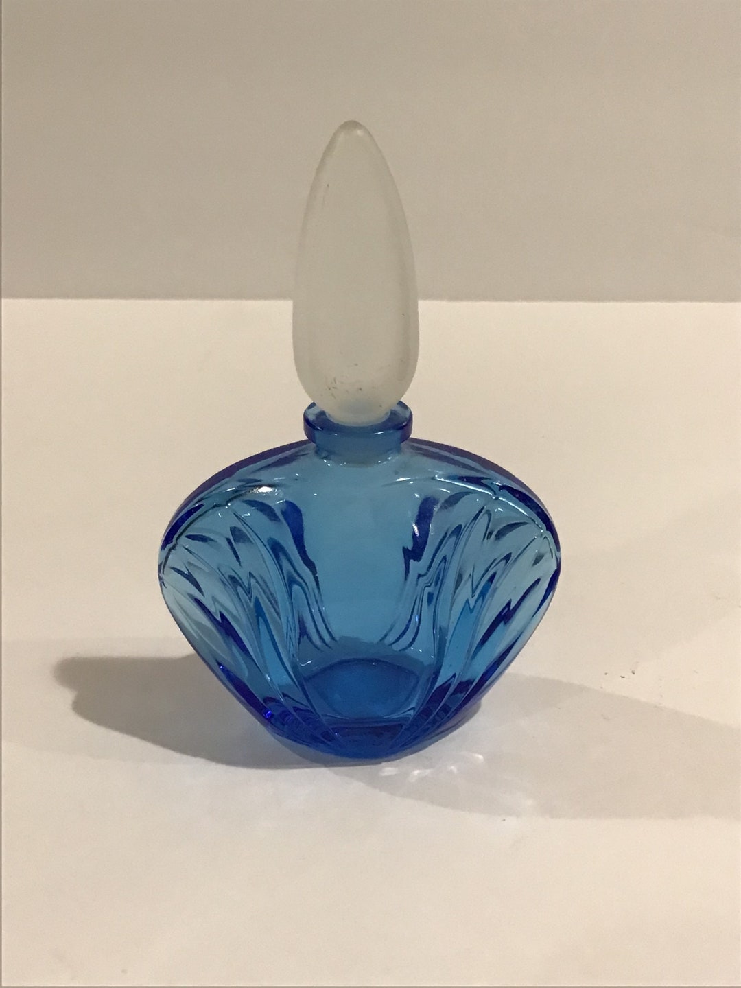 Vintage Avon Blue Glass Perfume Bottle, With Frosted Glass Ground ...